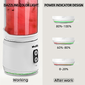 Mulli Portable Blender, 24oz Travel Blender for Shakes and Smoothies, USB Rechargeable Mixer with a Lid for Travel Gym