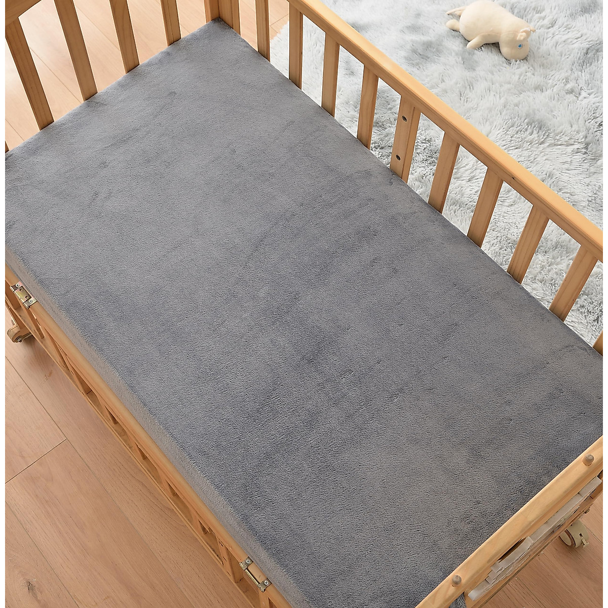 Cozy Fleece Microplush Super Soft Fitted Crib Sheets (Set of 2), Grey/White with Moon & Stars (93CK2FNLFLCP01028x52)