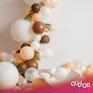 Oudlor 100pcs Brown Balloons 12 inch Brown Party Decoration Balloons Premium Thicker Helium Latex Balloon for Wedding Birthday Christmas Halloween Baby Shower With 2 Ribbons