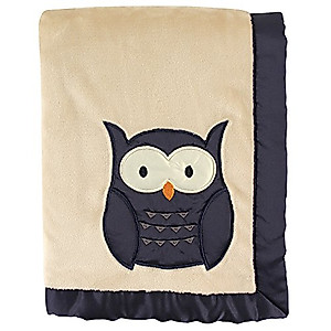 Hudson Baby Unisex Baby Plush Blanket with Satin Binding, Owl, One Size