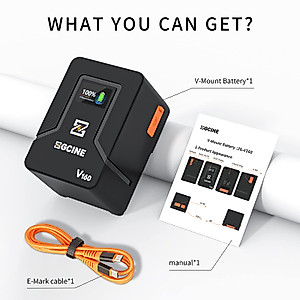 ZGCINE ZG-V160 V Mount V-Lock Battery with D-TAP,USB-C,BP Input & Output, USB-A & DC Output, Mini Power Bank for Cameras, Camcorders, LED Lights, Monitors and Smartphone