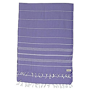 Bersuse 100% Cotton - Anatolia XL Throw Blanket Turkish Towel - 61 x 82 Inches, Dark Purple