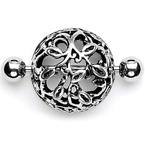 Body Candy Womens 14G Nipplerings Piercing 9/16" Steel Framework Twining Vines 2Pc Nipple Shield Set 14mm