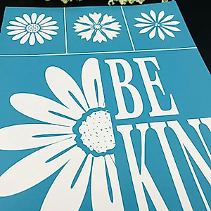 MANGOUSONG Screen Printing Kit,22x28cm Sunflower Be Kind Mesh Screen Stencils Self-Adhesive Silk Screen Printing Stencil for Canvas Bag Print Washable