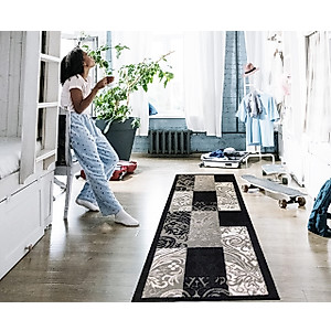 Gloria Non-Slip Rubber Back Kitchen Rug Set 2 Pieces Carpet Runner and Mat Set - 20"X30" & 20"X59" (Modern, 2702)