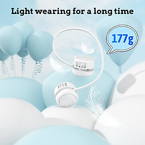 HandFan Portable Neck Fan, Hands Free Bladeless Fan, 1600mAh Battery Operated Wearable Personal Fan, Turbo Fan for Men Women, 360° Bendable 3 Speeds Rechargeable Fan Gifts for Women Men(White)