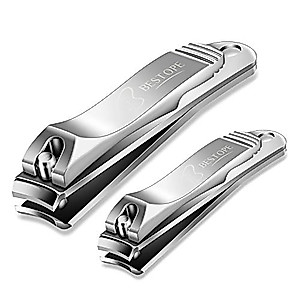 BESTOPE PRO Nail Clipper Set Professional Fingernail Clipper Toenail Clipper Slant Edge Nail Cutter with Metal Case Stainless Steel Sharp Nail Trimmer Set for Men and Women Black 3 Piece Assortment