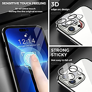 [2023 New Safety Lock+Camera Protector] Magnetic Case for iPhone 14 Pro Max,[100% Screen Sensitivity ][Anti-Peeping Screen Protector] Double Sided 9H Glass Privacy Case for iPhone 14 Pro Max,Black