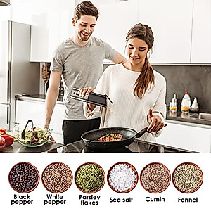 SIYOTEAM Electric Salt and Pepper Grinder Set, Automatic Gravity Salt and Pepper Grinder Set, Electric Pepper Mill Grinder Rechargeable with Charging Base, Adjustable Coarseness, Larger Capacity