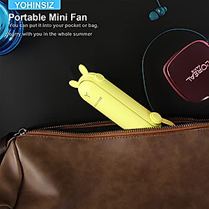 YOHINSIZ Personal Handheld Mini Fan, Portable Fan With Power Bank And Flashlight, 4 IN 1 USB Rechargeable Small Fan, Battery Operated Hand Fan For Travel, Outdoor, Indoor (Yellow)