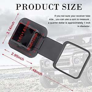 Jawmoy 1 PC Trailer Hitch Cover Tube Cover, Trailer Hitch Cover Tube Plug Insert, Receiver Tube Hitch Plug, Car Exterior Accessories, for RV, SUV, Cars (American Flag Silver)