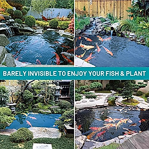 Pond Netting, 7’ x 10’ Pond Netting for Koi Ponds, Durable & Sturdy Pond Net to Catch Leaves & Debris, Drive Herons, Raccoons, Cats & Predators Away, Handy Accessories Included (3/8” Mesh)