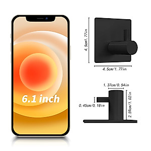 DakGagMah Adhesive Towel Stainless Steel Hooks Heavy Duty Stick on Wall Hooks Shower Hooks for Bathroom Kitchen Hoom Door-4 Packs (Black)