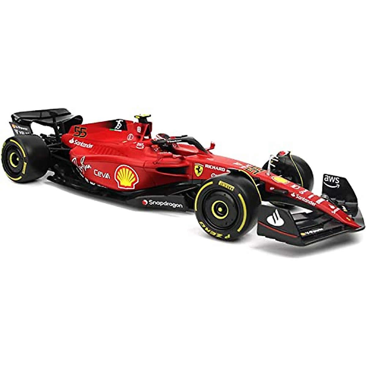 XTD Bburago 1:18 Ferrari 2022 F1-75 #16 #55 F1 Racing Formula Car Static Simulation Diecast Alloy Model Car (2022 F1-75 #55)