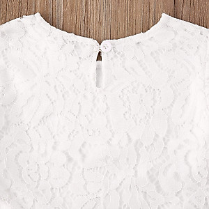 Goelsakurara 2PCS Kids Baby Girl Lace Hollow T-Shirt Tops+Tutu Skirt Toddler Ruffle Layers Dresses Outfits Birthday Party Pink, 3-4T