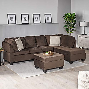 Christopher Knight Home Welsh Chocolate Fabric Sectional Sofa Set