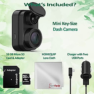Garmin Dash Camera for Cars, WiFi Mini Dash Cam, Backup Monitor 1080p HD with Micro SD, 140-Degree FOV with Voice Control and App, Homequip Cleaning Lens Cloth Included