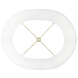 White Racetrack Small Oval Lamp Shade 12" Wide and 9" Deep at Top x 15" Wide and 12" Deep at Bottom x 10" Slant x 10" High (Spider) Replacement with Harp and Finial - Springcrest