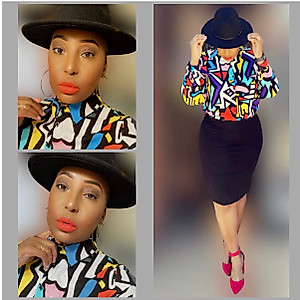 Blouses for Women Fashion, Casual Long Sleeve Button Down Shirts Tops, XS-3XL (Red Yellow Mix Colors, X-Small)