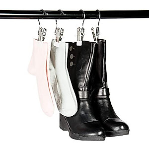 Frezon 15 Pack Boot Hanger for Closet, Laundry Hooks with Clips, Boot Holder, Hanging Clips, Portable Multifunctional Hangers Single Clip Space Saving for Jeans, Hats, Tall Boots, Towels(White)