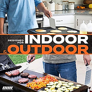 OUII Flat Top Griddle Accessories Set for Blackstone and Camp Chef Griddle - 9 Pieces Set with Griddle Cleaning Kit and Carry Bag! Metal Spatula, Scraper for Hibachi Grill and Teppanyaki Grill