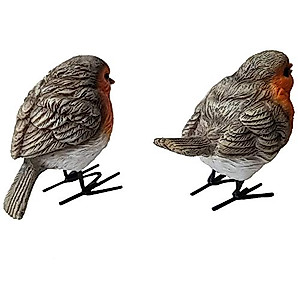 UXMOO Polyresin Garden Robin Birds S/2 Ornaments Backyard Decor Statues for Yard and Patio Lawn Cute Birds Indoor Outdoor Home Decoration Figurines Animal Statue Sculpture-92…