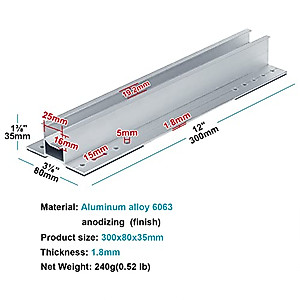 eoere 4 PCS 12" Solar Panel Aluminium Rail Mounting System Kit for Fixing Mount Solar Moduals, Solar Panel Mounting Rail Roof Bracket Shed Metal Concrete Roof Off Grid