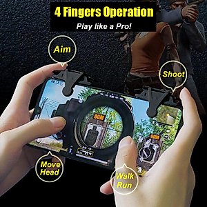 13 in 1 Cell Phone Game Controller for PUBG/Fortnite/Call of Duty Mobile, Mobile Phone L1R1 Triggers for iPhone and Android Phone w/ 9 pcs Mobile Game Finger Sleeve Gloves
