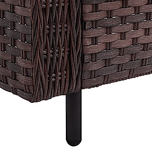 MCombo 4 Pieces Outdoor Patio Furniture Set, Brown Wicker Conversation Set, Outdoor Furniture Sofa Couch with Tempered Glass Table, for Lawn Balcony Gazebo, 9541