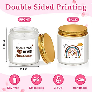 MTLEE 6 Pcs Employee Appreciation Candles Gifts Bulk 3.5 oz Thank You Candle Set Inspirational Motivational Boho Rainbow Aromatherapy Scented Jar Candles for Women Coworker Teamworker Teacher