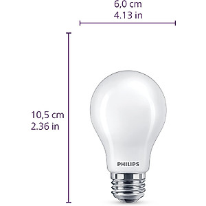 PHILIPS LED Flicker-Free Frosted Dimmable A19 Light Bulb - EyeComfort Technology - 450 Lumen - Soft White (2700K) - 5W=40W - E26 Base - Title 20 Certified - Ultra Definition - Indoor - 4-Pack