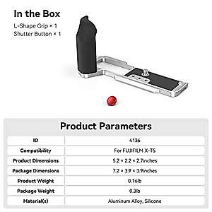 SmallRig X-T5 Handgrip L-Shape Grip for FUJIFILM X-T5 Camera, Built-in Quick Release Plate for Arca, Silicone Side Handle, Shutter Button, Lightweight and Comfort - 4136