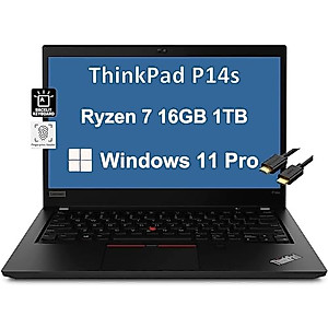Lenovo ThinkPad P14s 14" FHD (AMD 8-core Ryzen 7 Pro 4750U (Beat i7-10750H), 16GB RAM, 1TB SSD) Mobile Workstation Business Laptop, Backlit Keyboard, Fingerprint, WiFi 6, Win 11 Pro, IST Cable, Black