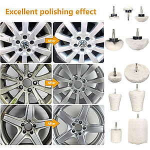 Tworider 11 pcs Buffing Wheel for Drill, Buffing Pad Polishing Wheel Kits, Wheel Shaped Polishing Tool for Metal Aluminum, Stainless Steel, Chrome, Jewelry, Wood, Plastic, Ceramic, Glass, etc