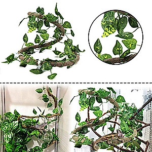 PINVNBY Hammock for Bearded Dragon,Reptile Habitat Lounger Lizard Natural Seagrass Fibers Hammock Jungle Bendable Vines Leaves Tank Decor for Chameleon Hermit Crabs Gecko Snakes(4Pcs)