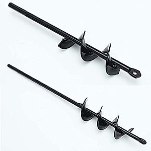 Auger Drill Bits for Planting 2 Pack, 1.8"x15"&2.6"x22.8" Garden Auger Spiral Drill Bit Earth Auger Drill for 3/8" Hex Drive Bulb Planter Tool Black