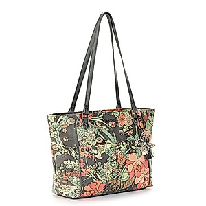 Sakroots Metro Tote Bag, Charcoal Flower Power