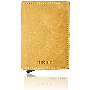 Secrid - Slim Wallet Genuine Vintage Leather RFID Safe Card Case for max 12 Cards (Chocolate) (Ochre)