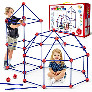 Fort Building Kit for Kids,STEM Construction Toys, Educational Gift for 4 5 6 7 8 9 10 11 12 Years Old Boys and Girls,Ultimate Creative Set for Indoor & Outdoors Activity,140 Pcs,Original