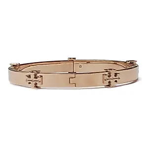 Tory Burch 145434 Tory Rose Gold Tone Classic Logo Hinge Women's Bangle Bracelet