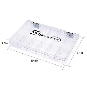 Sougayilang Fishing Tackle Boxes - 3600 3700 Plastic Storage Organizer Box with Removable Dividers - Fishing Tackle Storage - 4 Packs 3600 Transparent Tackle Trays