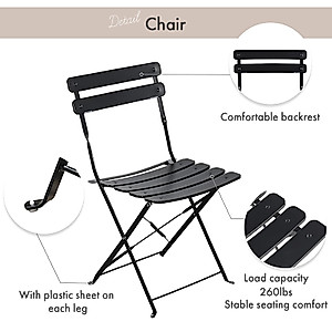 Indoor/Outdoor 3-Piece Foldable Bistro Set, Folding Outdoor Patio Furniture Sets, 2 Chairs and 1 Table, Weather-Resistant Outdoor/Indoor Conversation Set for Patio (Red)