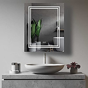 Vyaya Modern Home Decor Ontario 24" W x 32" H Rectangular Silver Aluminum Recessed or Surface Mount Mirror Medicine Cabinet