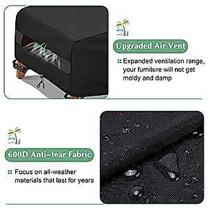 GARDRIT Patio Chaise Lounge Cover Waterproof Heavy Duty Outdoor Lounge Chair Covers, 600D All Weather Protection Patio Furniture Covers, 84L x 32W x 27H inch - 2 Pack