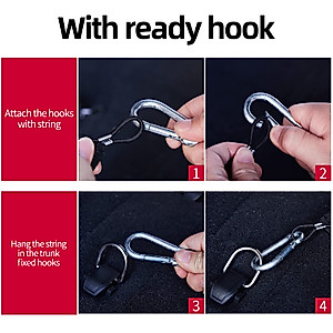 BDFHYK 3 Pocket Cargo Net Trunk Bed Organizer, Black Mesh Storage Net with 4 Metal Hooks, Heavy Duty Cargo Net for SUV, Cars, Pickup Truck Bed, 47.2 x 12 x 11 inches