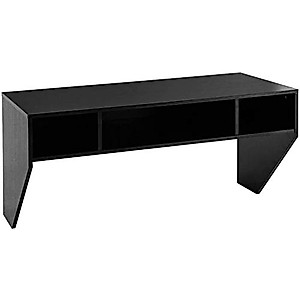 WATERJOY Wall Mounted Desk Computer Desk Floating Table, Home Office Working Desk, Wall Mounted Console Workstation Laptop PC Table with Storage Shelves Black