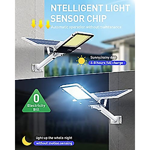 A-ZONE 800W Solar Street Lights Outdoor, 50000LM High Brightness Dusk to Dawn LED Lamp, Street Solar Lights, with Remote Control, IP65 Waterproof for Parking Lot, Yard, Garden, Patio, Stadium