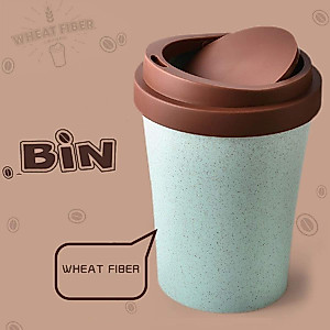 Mini Waste Bin Rolling Cover Desktop Trash Can Paper Basket Table Container Storage for Home Office Bathroom (Green)