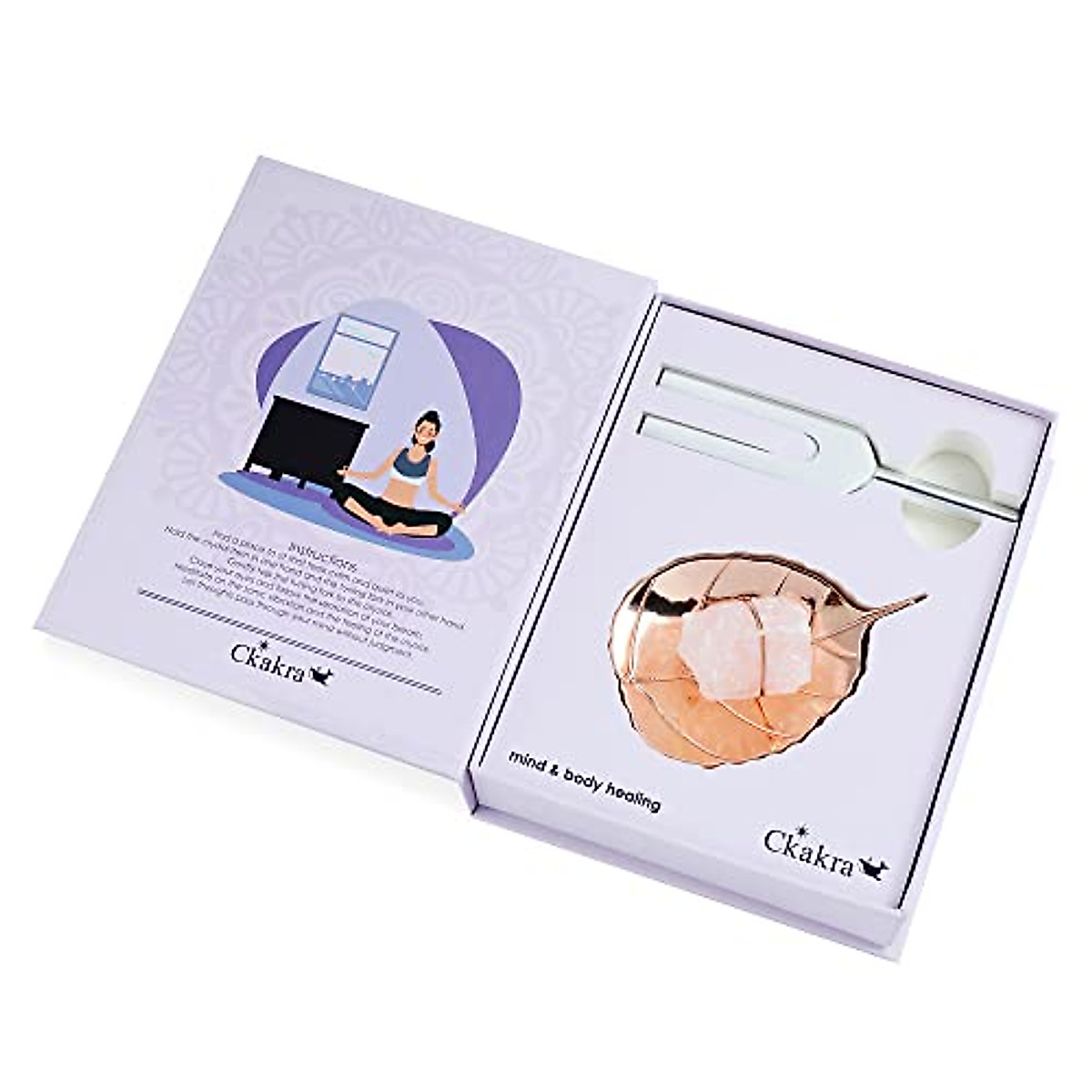 Ckakra Tuning Fork Kit,Rose Quartz Crystals Decor,2048hz Tuning fork, Meditation Mindfulness items,Zen Decor,Retirement Gifts for Women, Lilac Gift Packages,Rose Gold