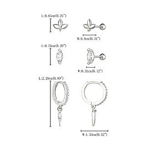 FANZE 3 Pairs Dangle Huggie Earrings Set, Dainty Dangle Hoop Earrings Jewelry Gift Women